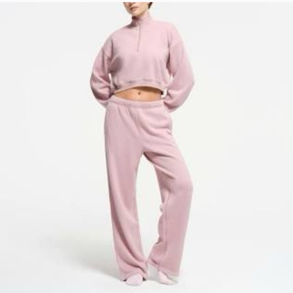 SKIMS | Tops | Skims Half Zip Cotton Fleece Cropped Pullover Dusk ...